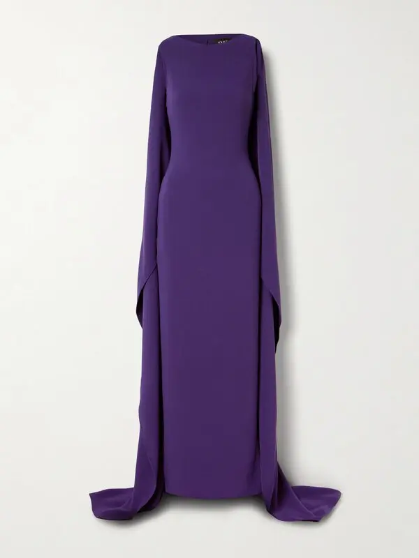 Solace London Crepe Cape-effect Gown