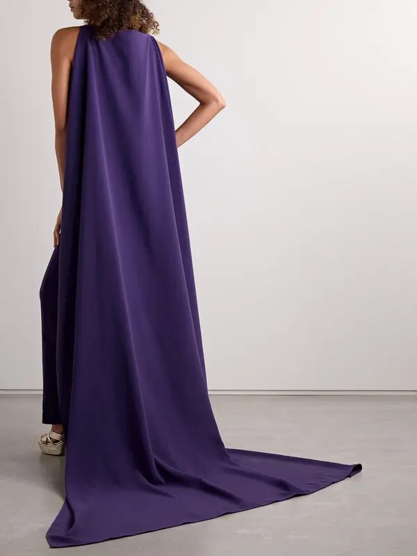 Solace London Crepe Cape-effect Gown