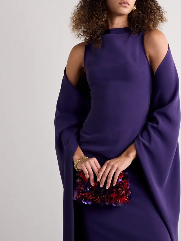 Solace London Crepe Cape-effect Gown
