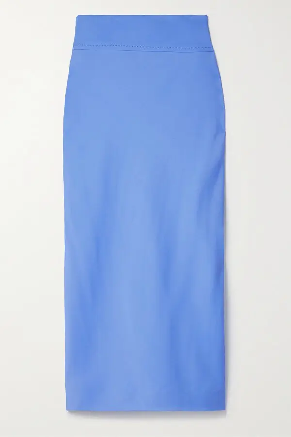 Another Tomorrow Crepe Midi Skirt - Blue