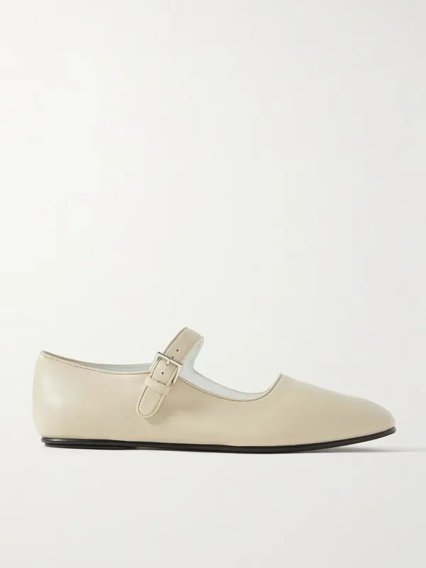 THE ROW Ava Leather Mary Jane Ballet Flats - Neutrals