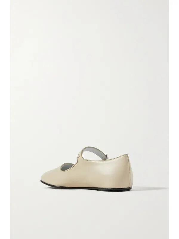 THE ROW Ava Leather Mary Jane Ballet Flats - Neutrals