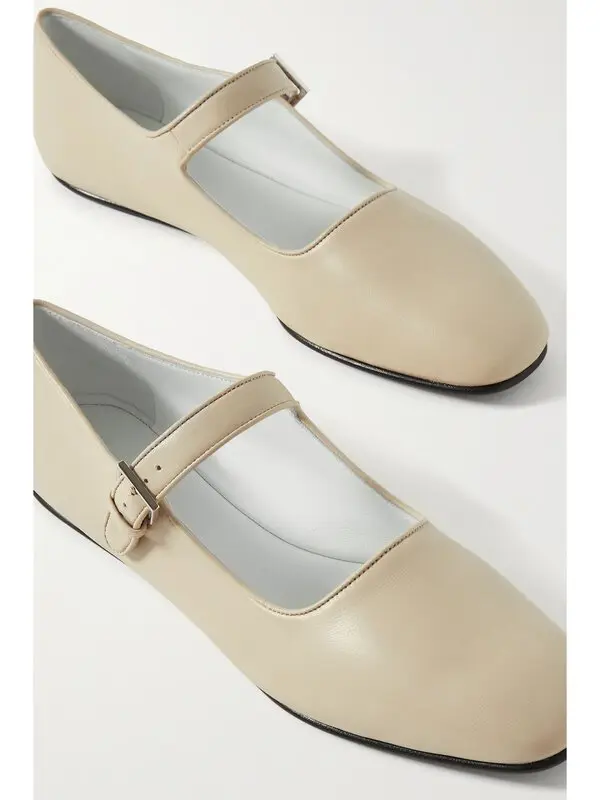 THE ROW Ava Leather Mary Jane Ballet Flats - Neutrals