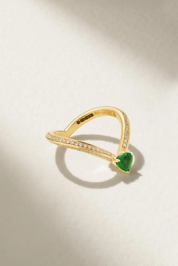 Shay 18-karat Emerald And Diamond Pinky Ring - Gold