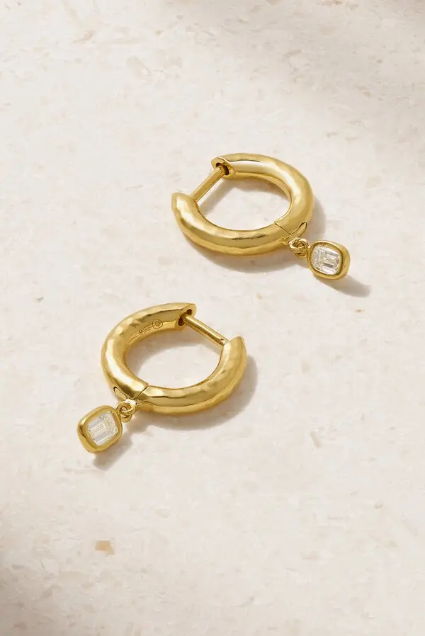 OCTAVIA ELIZABETH Net Sustain Micro Gabby 18-karat Recycled Diamond Hoop Earrings - Gold