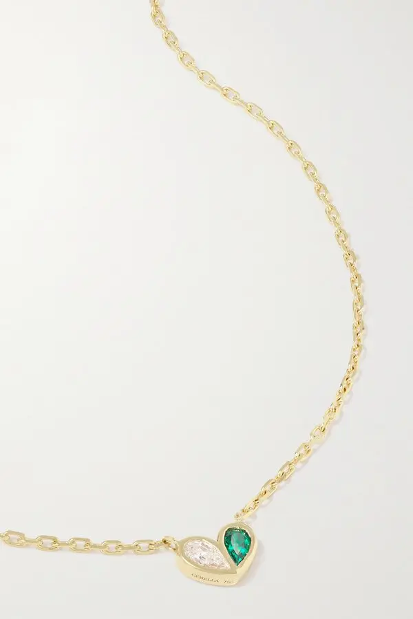 GEMELLA JEWELS Sweetheart 18-karat Emerald And Diamond Necklace - Gold