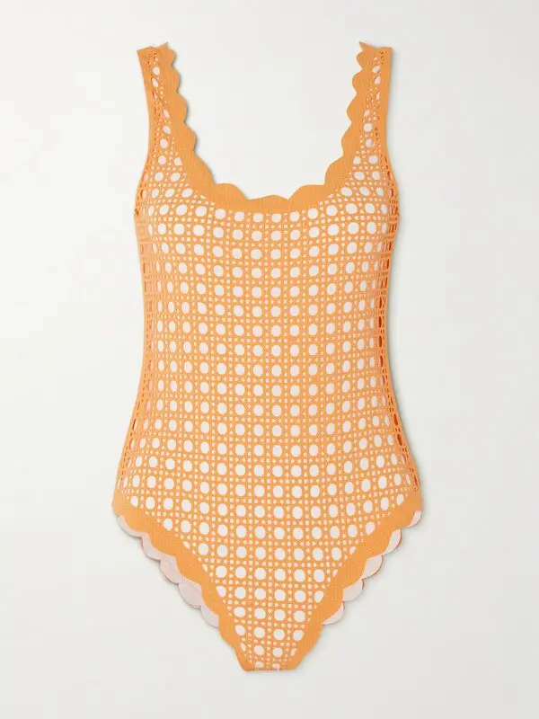 Marysia Palm Springs Scalloped Laser-cut One Piece Swimsuit - Orange