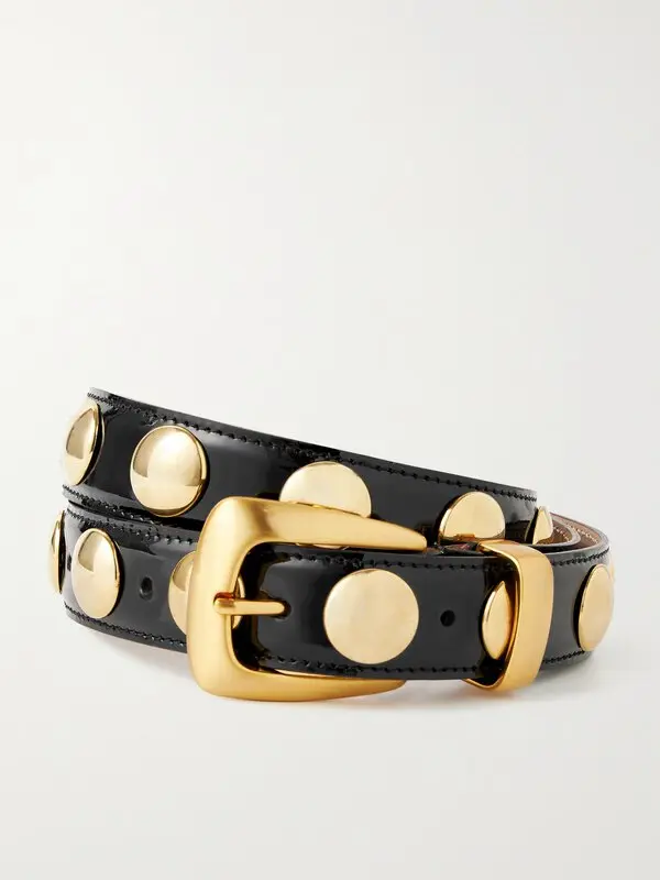 Khaite Benny Patent-leather Belt - Black