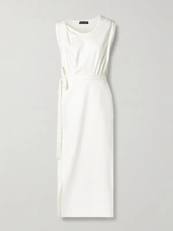 Proenza Schouler Lynn Gathered Organic Cotton-jersey Midi Wrap Dress - White