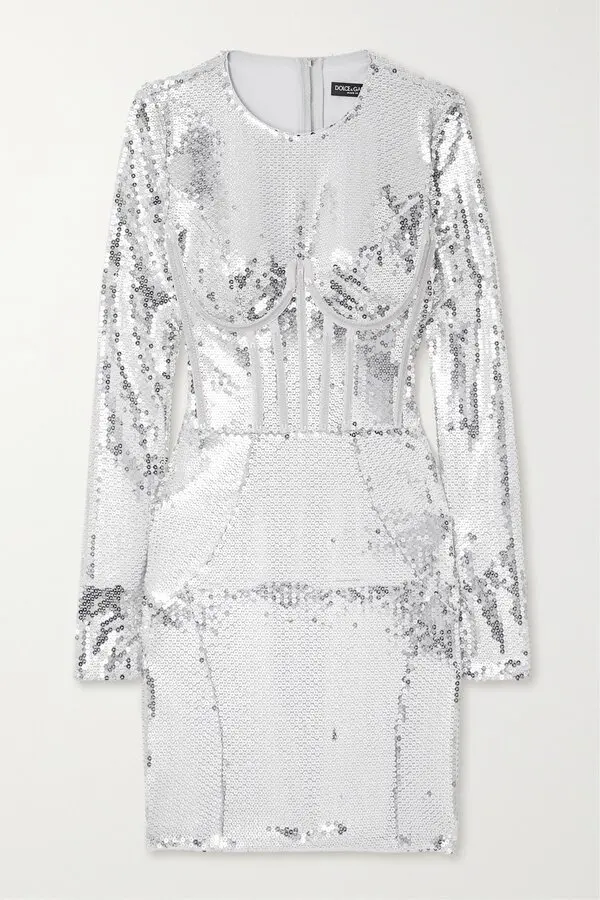 Dolce & Gabbana Sequined Tulle Mini Dress
