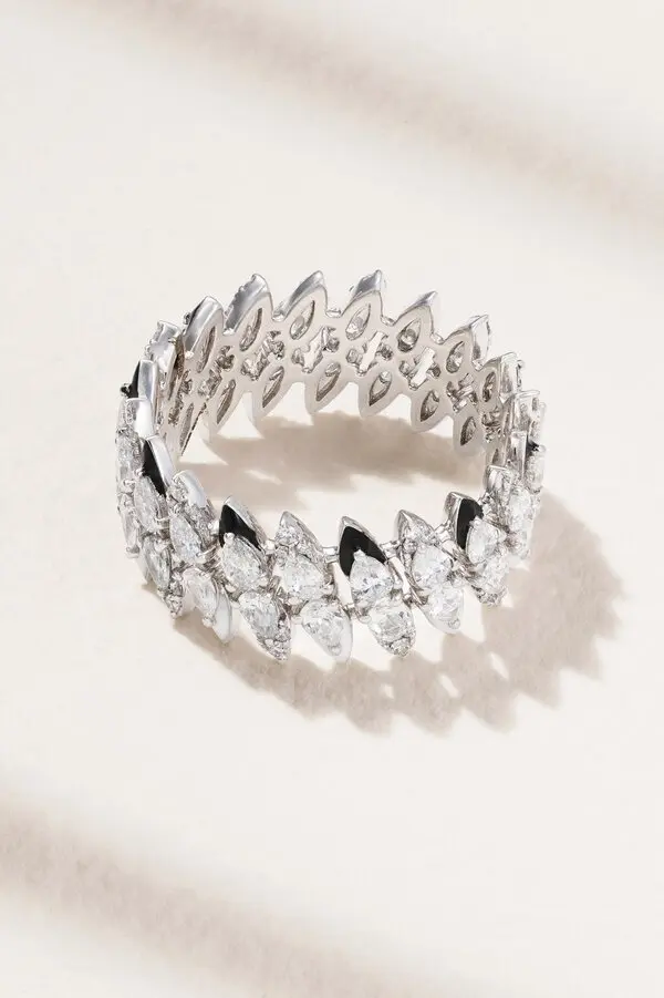 KAMYEN 18-karat White Diamond And Enamel Ring