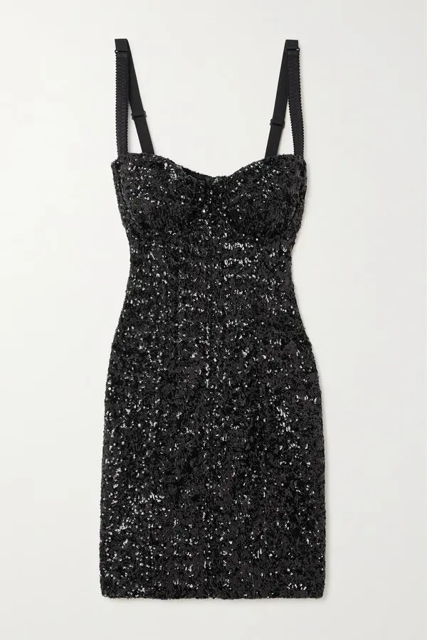 Dolce & Gabbana Sequined Stretch-tulle Mini Dress