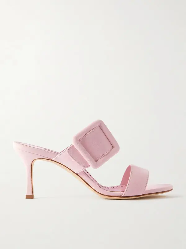Manolo Blahnik Gable 70 Buckled Suede Mules