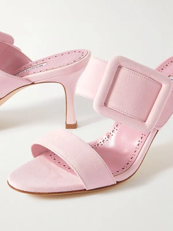 Manolo Blahnik Gable 70 Buckled Suede Mules