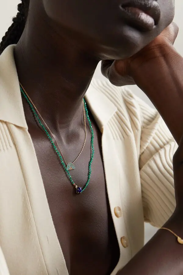ANDREA FOHRMAN Mini Cosmo 14-karat Multi-stone Necklace
