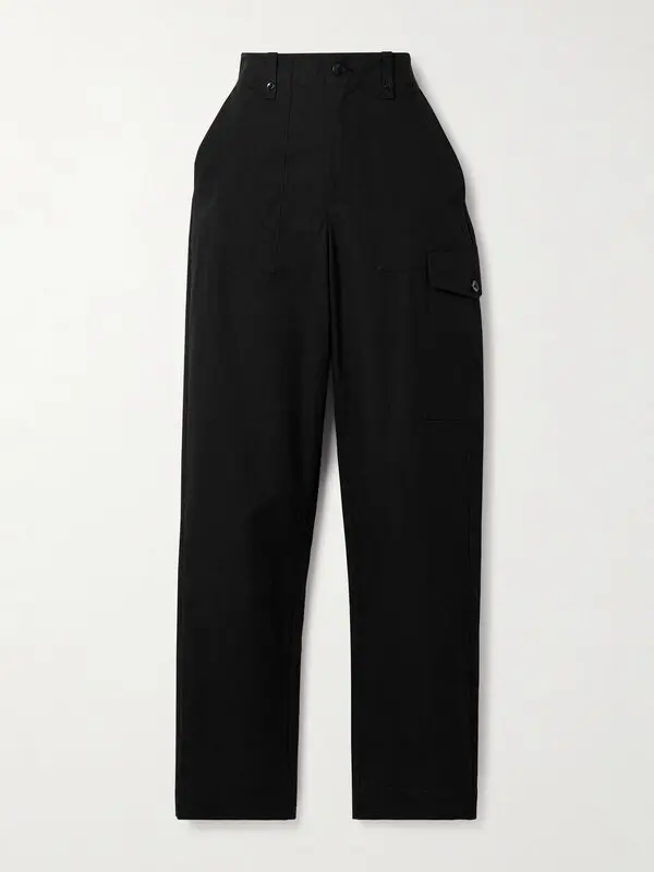 Proenza Schouler White Label Octavia Cotton And Linen-blend Poplin Tapered Cargo Pants - Black