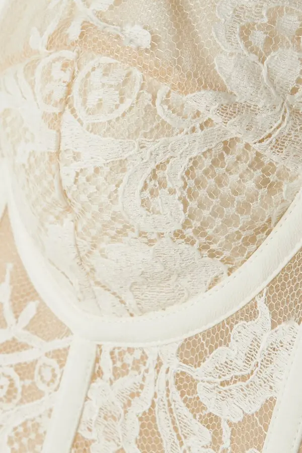 Alexander McQueen Satin-trimmed Cotton-blend Corded Lace Bustier Top