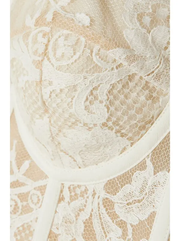Alexander McQueen Satin-trimmed Cotton-blend Corded Lace Bustier Top - Neutrals