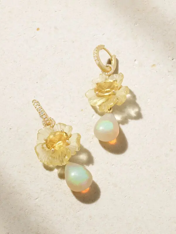 Irene Neuwirth Tropical Flower 18-karat Multi-stone Dangle Earrings - Gold