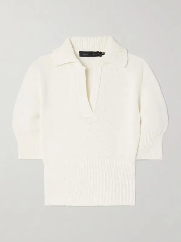 Proenza Schouler Reeve Cropped Polo Top - White