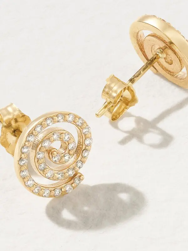 Alison Lou 14-karat Diamond Swirl Earrings