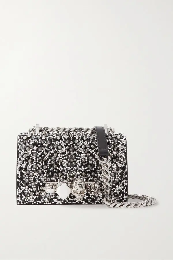 Alexander McQueen Jewelled Satchel Mini Bag - Black