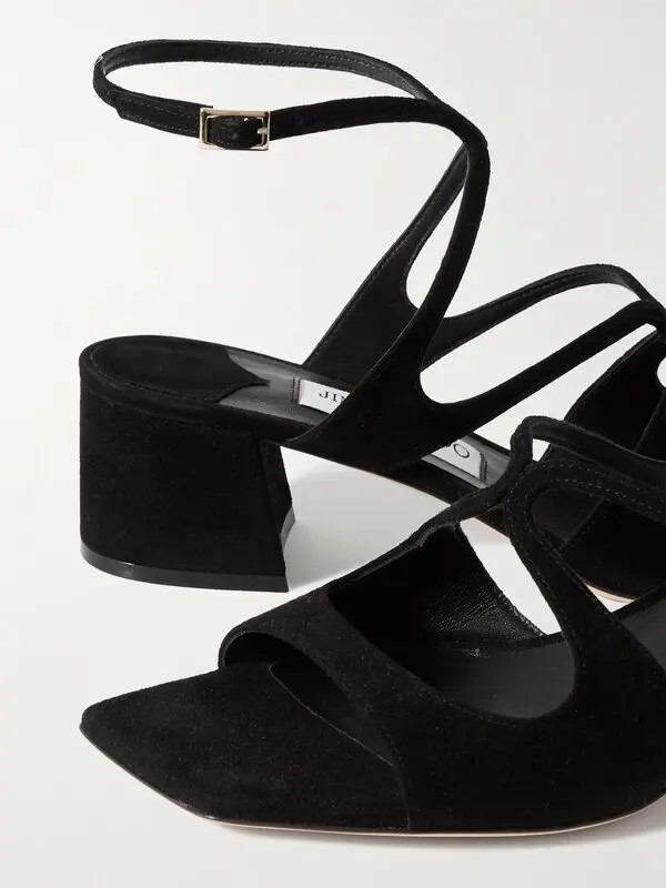 JIMMY CHOO Azilia 45 Suede Sandals - Black