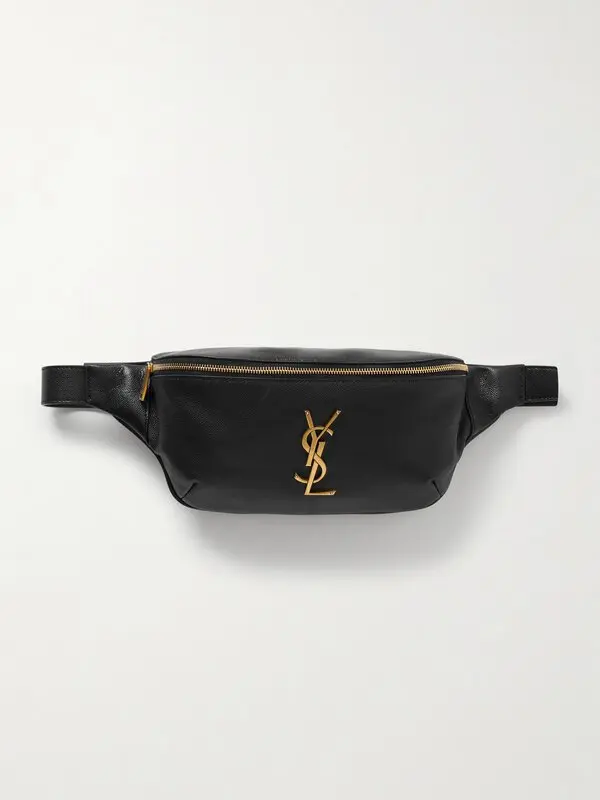 Saint Laurent Cassandre Textured-leather Belt Bag - Black