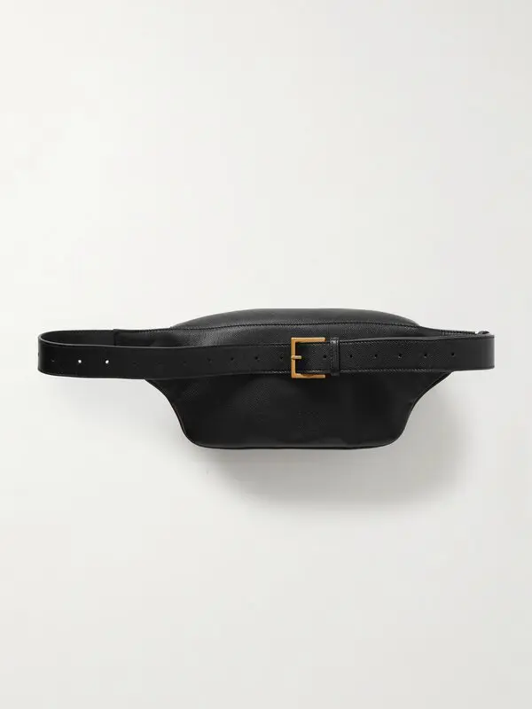 Saint Laurent Cassandre Textured-leather Belt Bag - Black