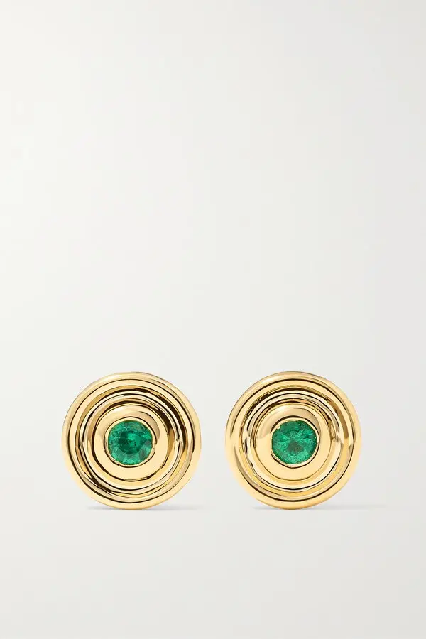ALMASIKA Mini Universum 18-karat Emerald Stud Earrings - Gold