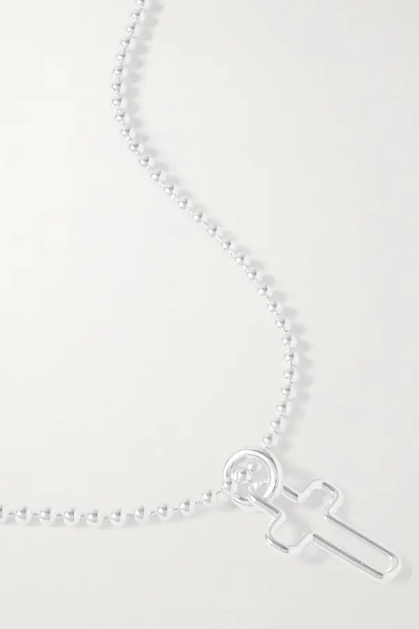 LAURA LOMBARDI Net Sustain Mini Madda Platinum-plated Recycled Necklace - Silver