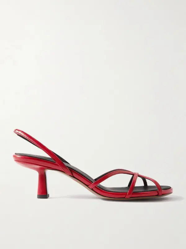 NEOUS Ibor Leather Slingback Sandals - Red