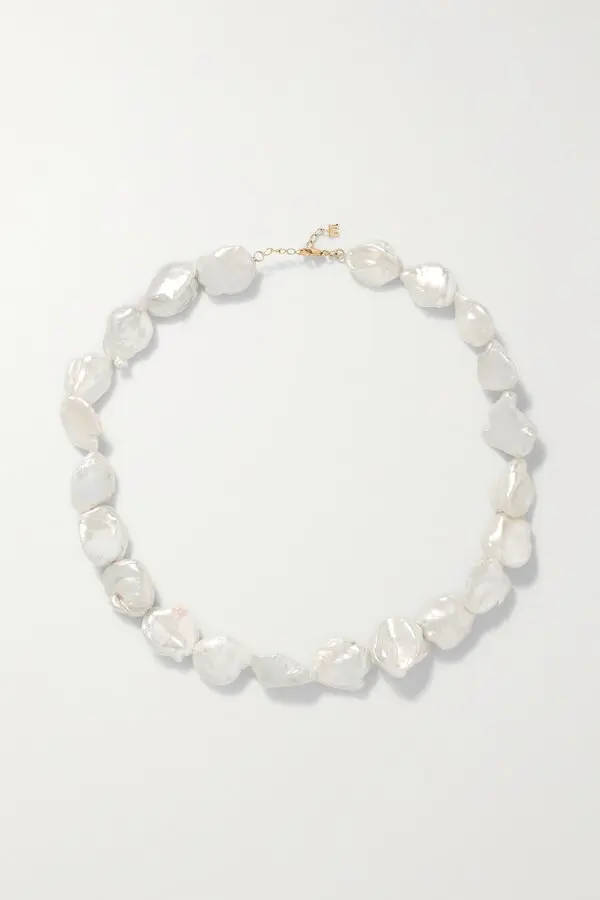 Mateo 14-karat Gold Freshwater Pearl Necklace - White