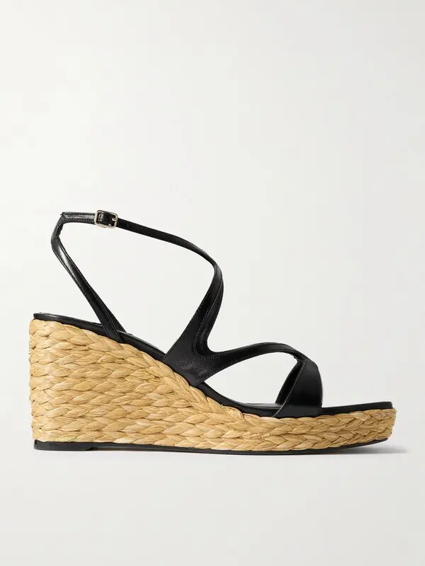 JIMMY CHOO Ayla 85 Leather Platform Espadrilles