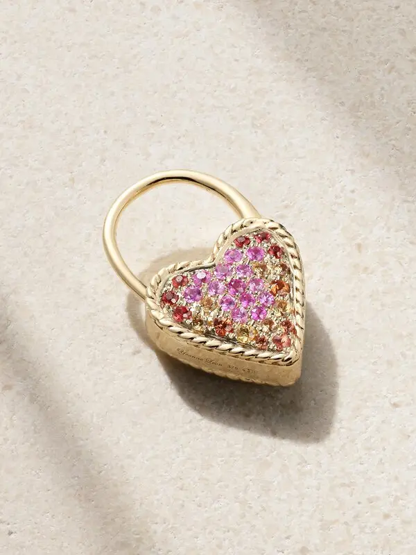 Yvonne Léon Créole Cadenas Coeur 9-karat Gold Sapphire Single Earring - Multi