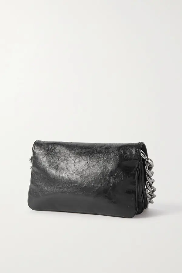 Balenciaga Bb Small Crinkled-leather Shoulder Bag - Black