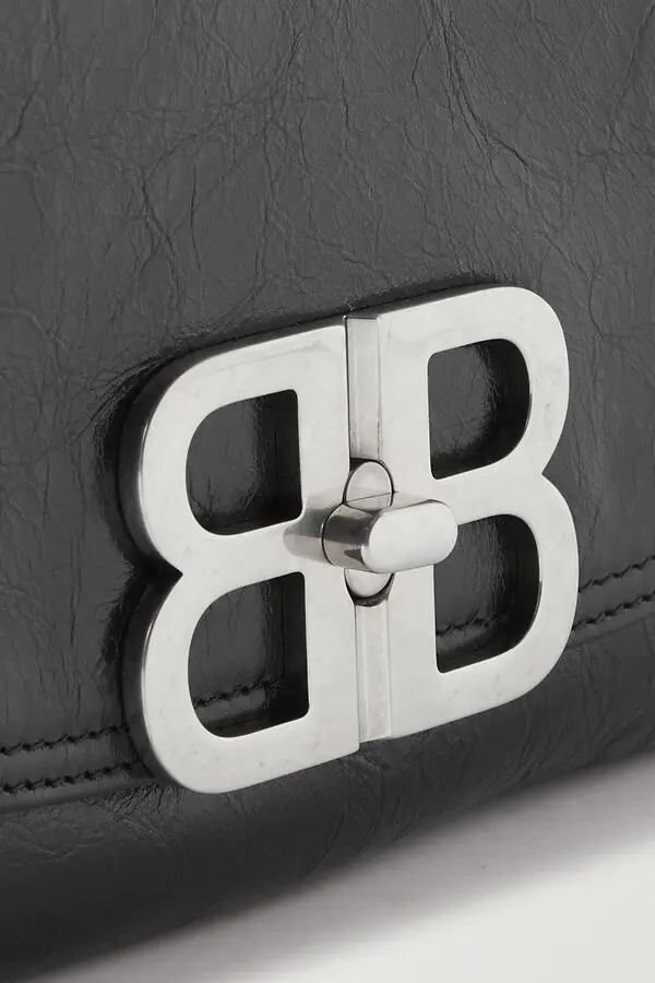 Balenciaga Bb Small Crinkled-leather Shoulder Bag - Black