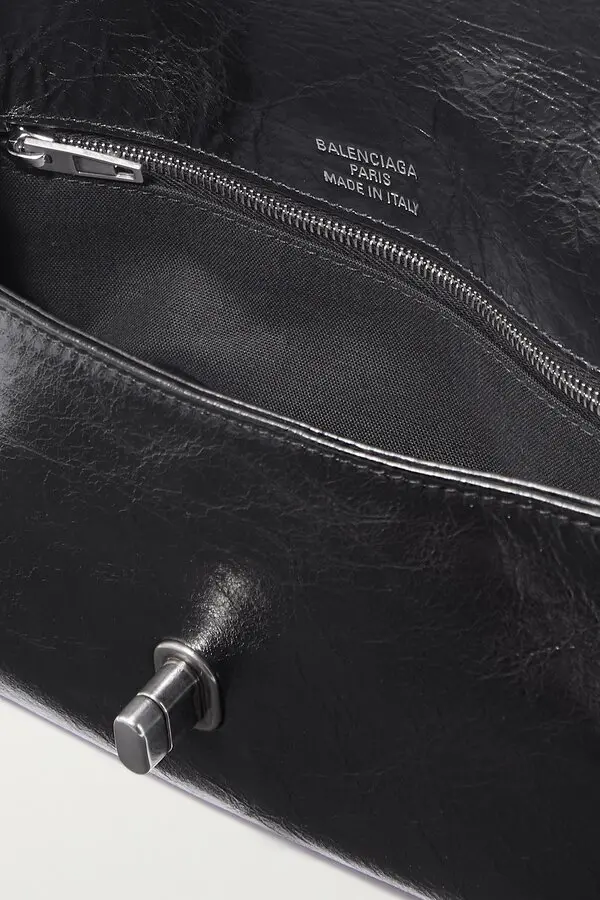 Balenciaga Bb Small Crinkled-leather Shoulder Bag - Black
