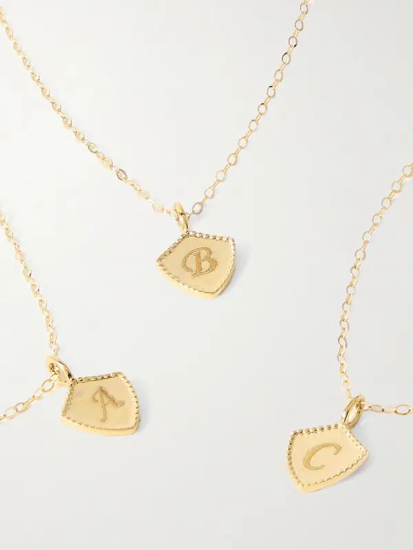 STONE AND STRAND Mini Shield 10-karat Pendant Necklace - Gold