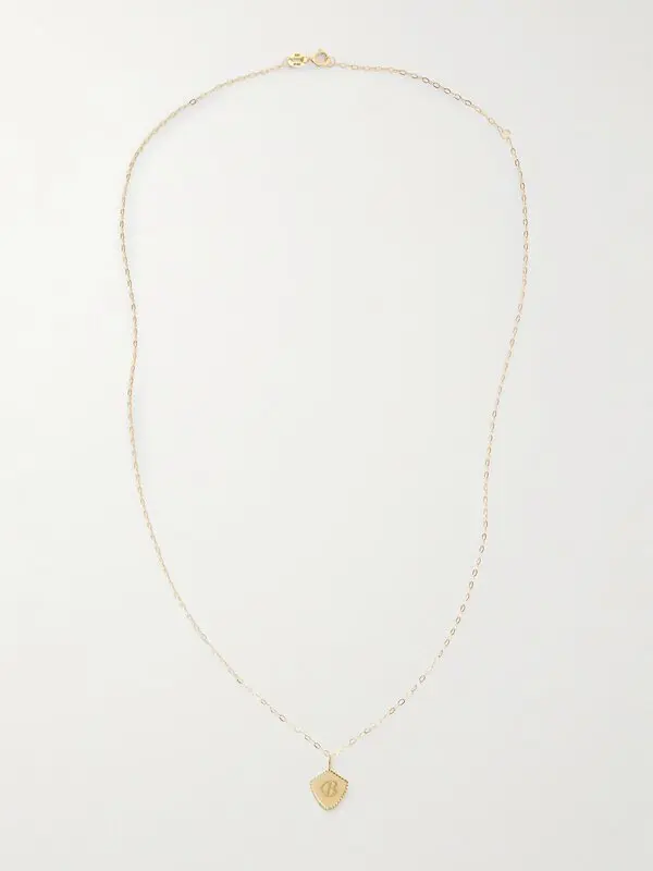 STONE AND STRAND Mini Shield 10-karat Pendant Necklace