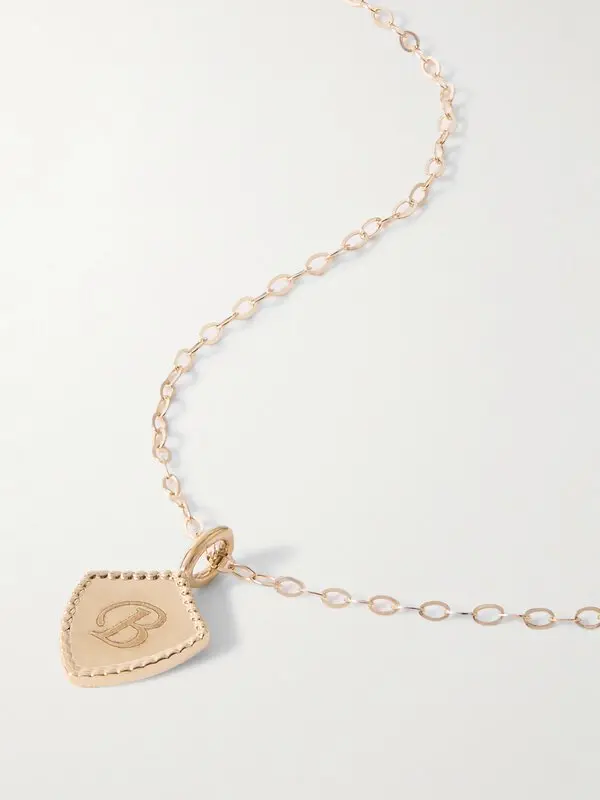 STONE AND STRAND Mini Shield 10-karat Pendant Necklace