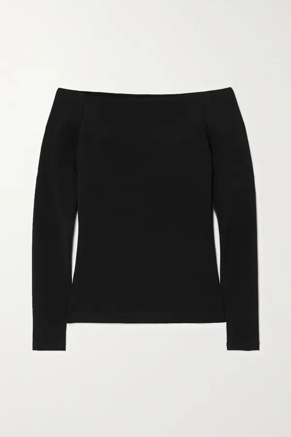 ESSE STUDIOS Net Sustain Off-the-shoulder Stretch-knit Top