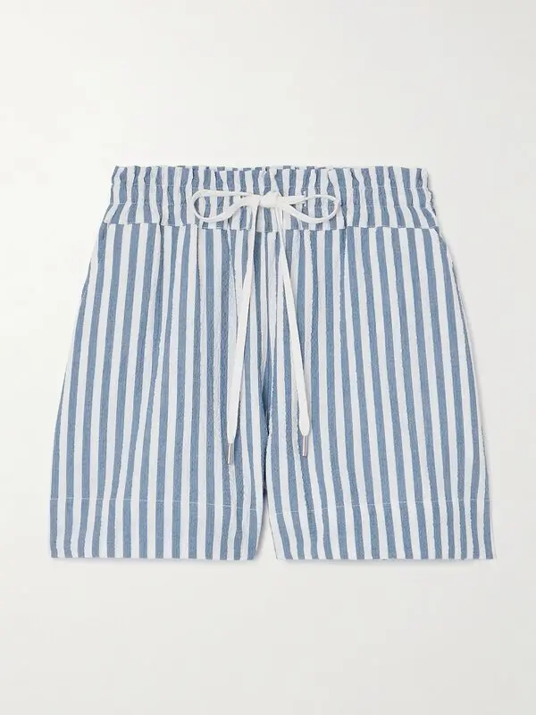Veronica Beard Tijana Cotton-blend Seersucker Shorts - Blue