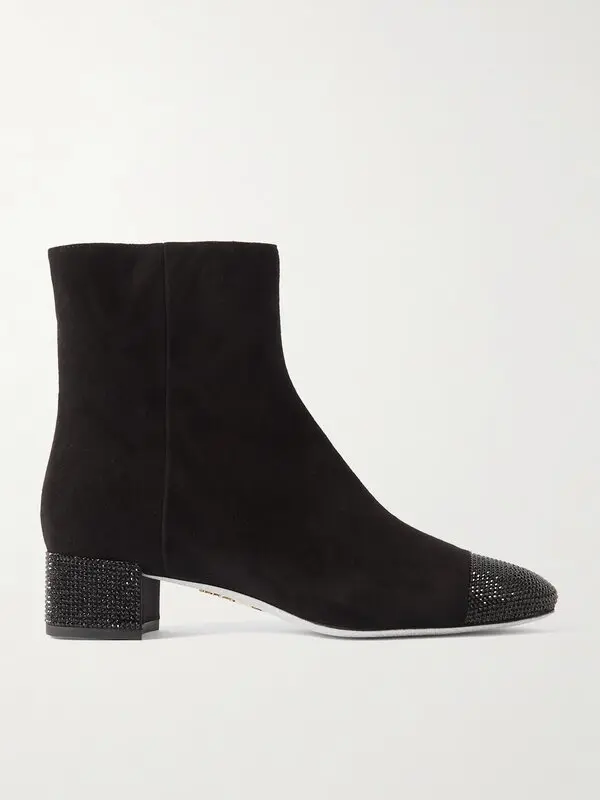 Rene Caovilla Embellished Suede Ankle Boots