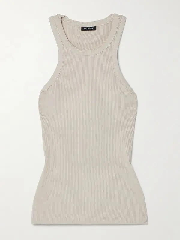 GOLDSIGN Laurel Ribbed-knit Tank - Ecru