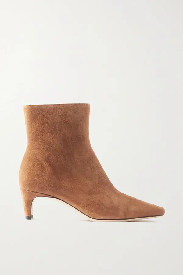 Staud Wally Suede Ankle Boots - Brown