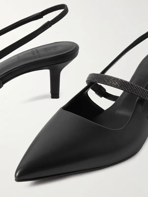 Brunello Cucinelli Bead-embellished Slingback Pumps