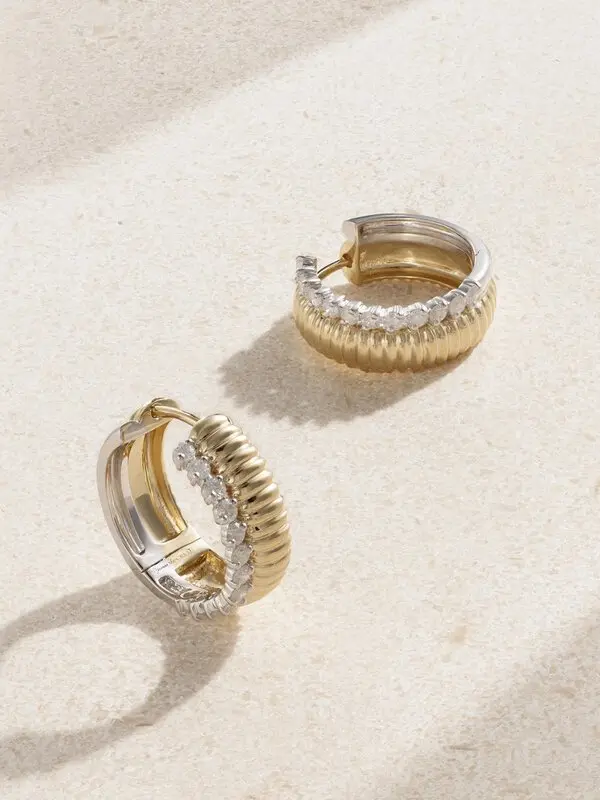 Yvonne Léon Paire De Créoles Bouées 9-karat Diamond Earrings - Gold