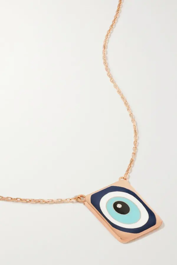 DIANE KORDAS 18-karat Rose Enamel And Diamond Necklace - Gold