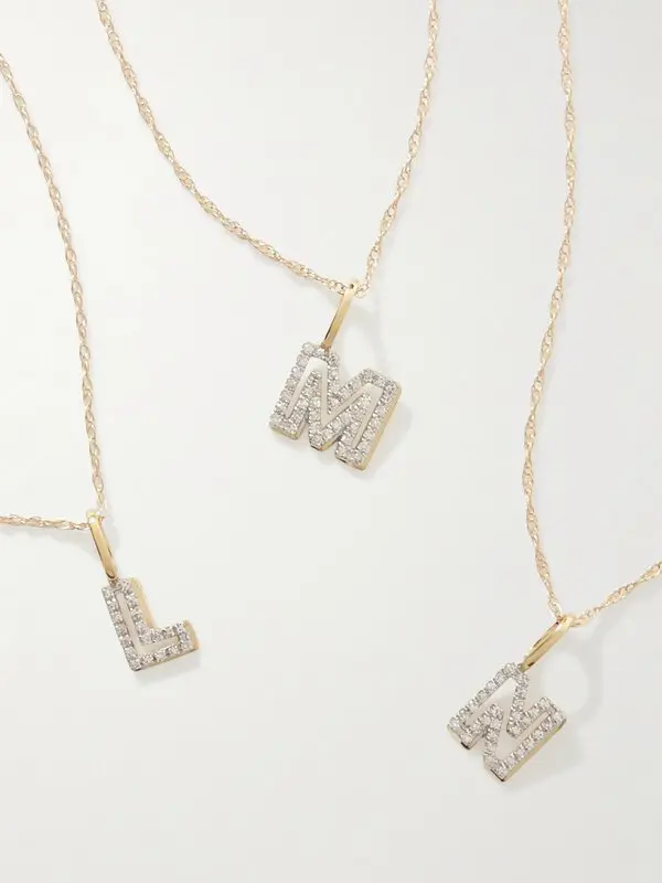 STONE AND STRAND Varsity Initial 10-karat Diamond Necklace - Gold